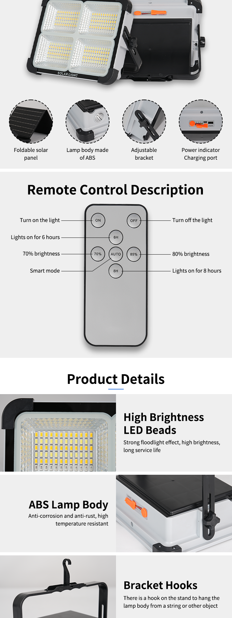 USB Rechargeable 200W Work Light Emergency Flood light with Foldable ...